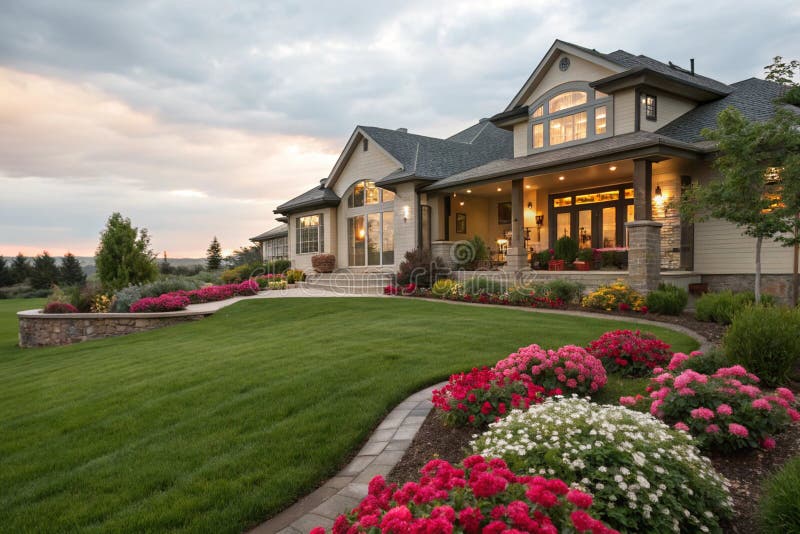 Beautiful Home Exterior Design Stock Illustration - Illustration of ...