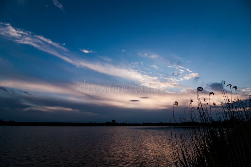Beautiful Horizon Above the Lake after Sunset Stock Image - Image of ...