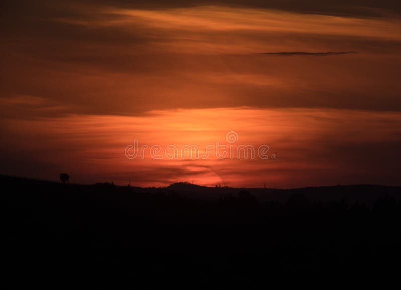Afterglow Sky Background with Clouds Stock Image - Image of evening ...