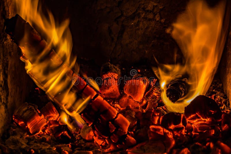A Beautiful Horizontal Texture of a Burning Fire on a Black Background ...