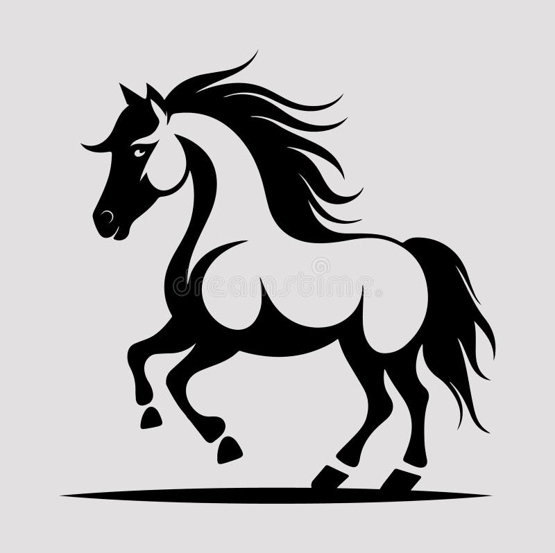Beautiful Horse Black and White Vector Image Stock Vector ...