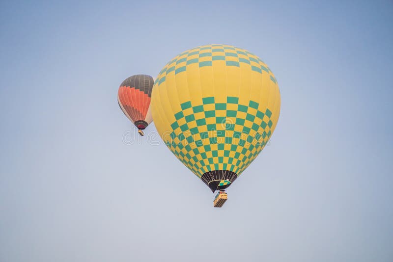 Beautiful Hot Air Balloons Over Blue Sky Stock Image - Image of ...