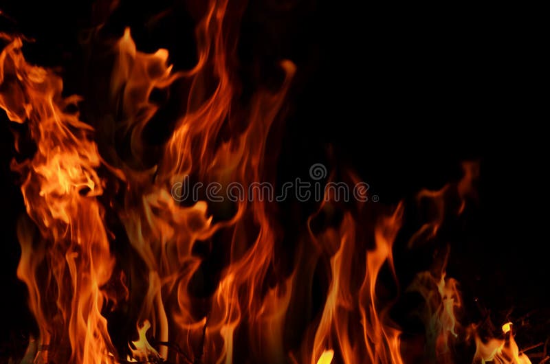 Beautiful Hot Flame of Fire in the Dark Stock Image - Image of black ...