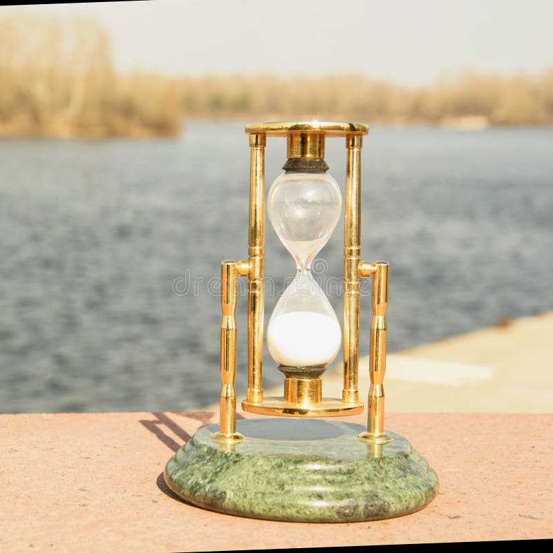 Beautiful Hourglass on the Background of Nature Stock Image - Image of ...