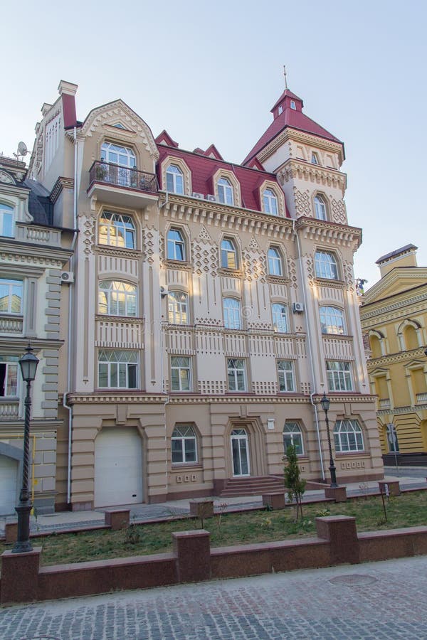 Beautiful House in the Classical Style Stock Image - Image of balcony ...