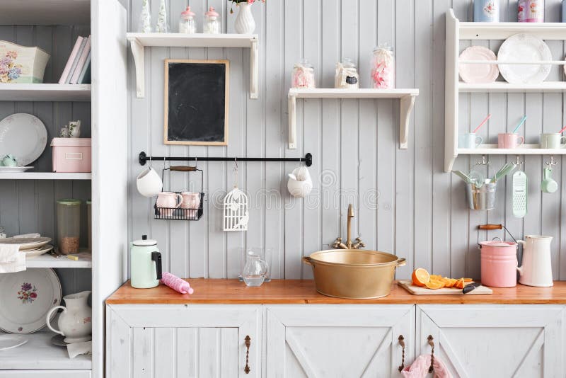Beautiful House, Interior, View of the Kitchen. Stock Photo - Image of ...