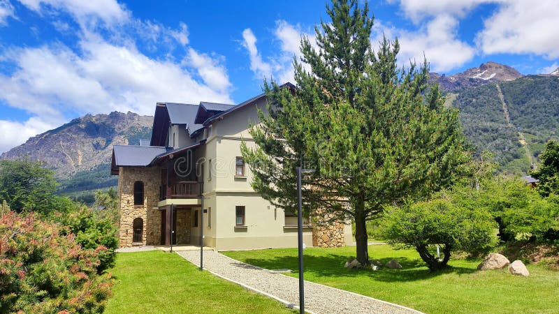 Beautiful House between the Mountains in Bariloche Stock Image - Image ...