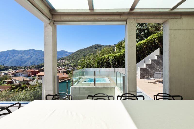 Beautiful house, patio stock photo. Image of chair, modern - 26748840