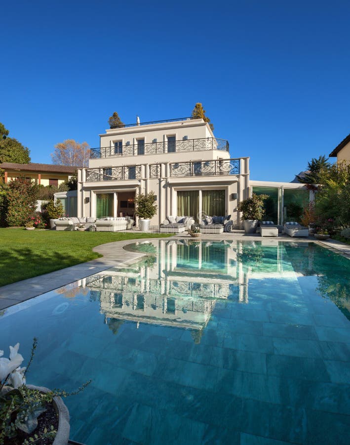 Beautiful house with pool stock photo. Image of beautiful - 65009074