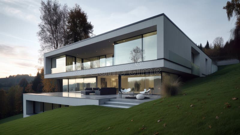 Beautiful Houses of Modern Architecture. Generative AI Stock ...