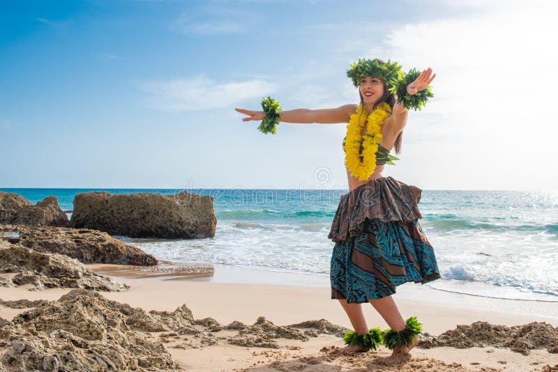 Hula Dancer Woman on the Beach Stock Photo - Image of girl, lady: 258870220