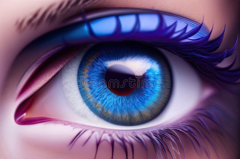 Beautiful Human Blue Eye Macro. Generative AI Stock Illustration ...