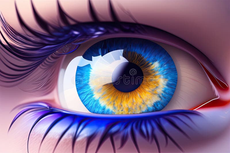 Beautiful Human Blue Eye Macro. Generative AI Stock Illustration ...