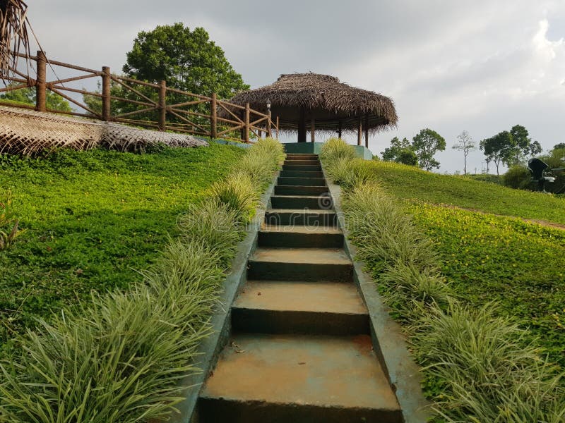 Beautiful Hut on the Mountain with Stairs Stock Photo - Image of ...