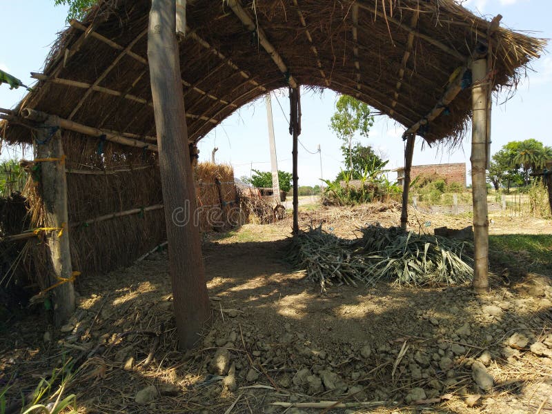 A Beautiful Hut Situated in Village Mohangarh Under Sky Stock Image ...