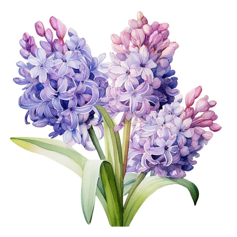 Beautiful Hyacinth Flower Watercolor Isolate Transparent Background ...