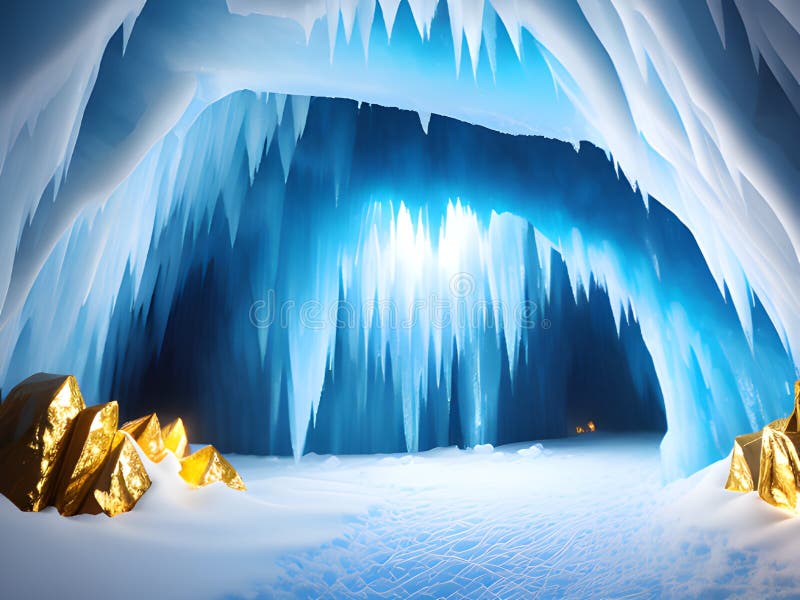 Ice Cave in the Winter, Ai Generated Stock Illustration - Illustration ...