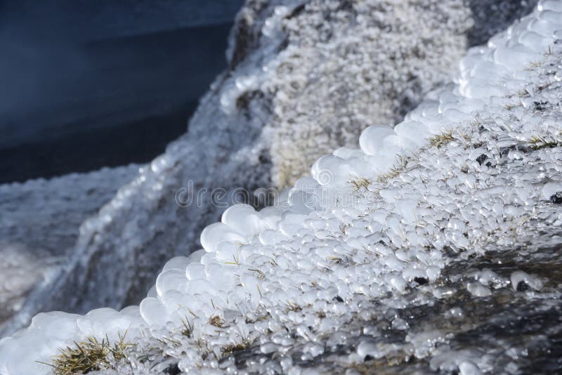 The Beautiful Ice Crystal on the Rock in Iceland. Stock Image - Image ...