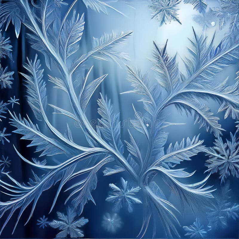 Beautiful Ice Crystals Formed on Window. AI Content Generation. Stock ...