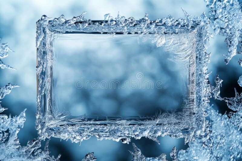 Beautiful Ice Crystals Forming a Rectangular Frame on a Frozen Window ...