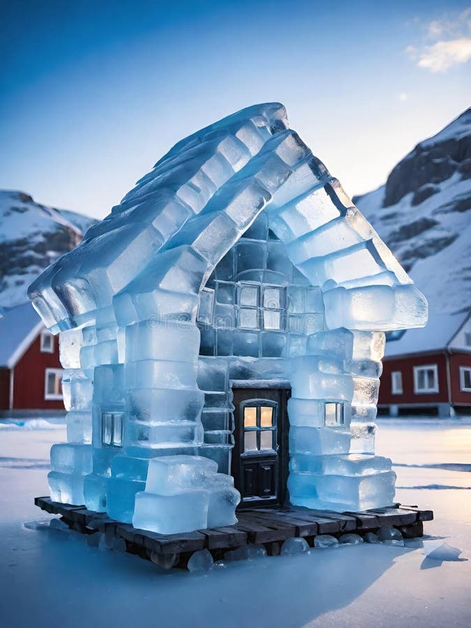 Beautiful Ice House in the Snow Mountains Stock Illustration ...