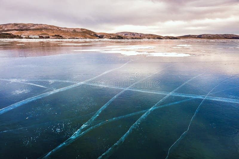 Beautiful Ice on the Lake at Sunset Stock Image - Image of colorful ...