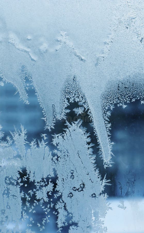 Beautiful Ice Pattern Close-up on Winter Window Glass Stock Photo ...
