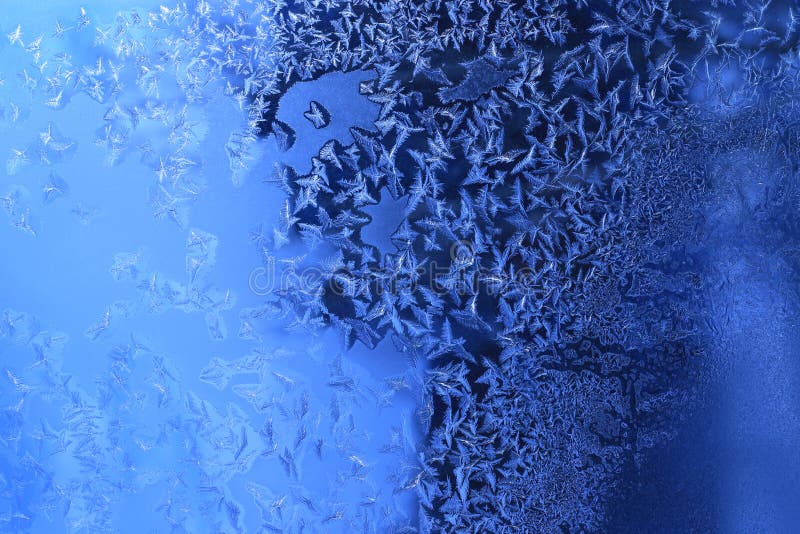 Beautiful Ice Pattern on Window Glass, Close-up Natural Texture Stock ...