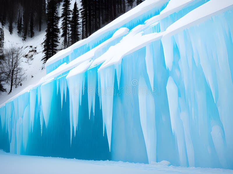 Beautiful Ice Wall on Mountain , Ai Generated Stock Illustration ...