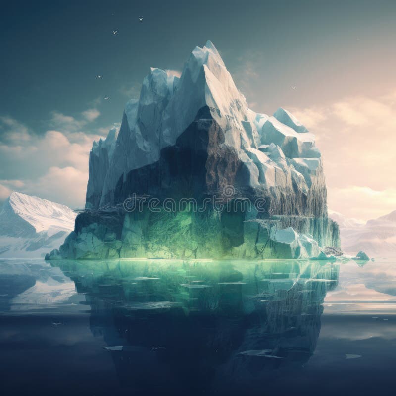 Beautiful Iceberg with a Hidden Mountain in the Sea with a View ... Beautiful Iceberg with a Hidden Mountain in the Sea with a View ...