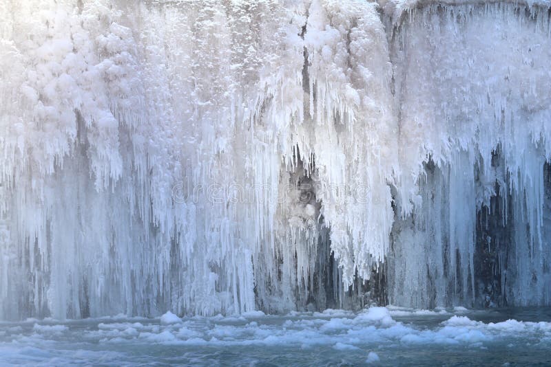 Beautiful Icefall on River during Winter Stock Photo - Image of freeze ...