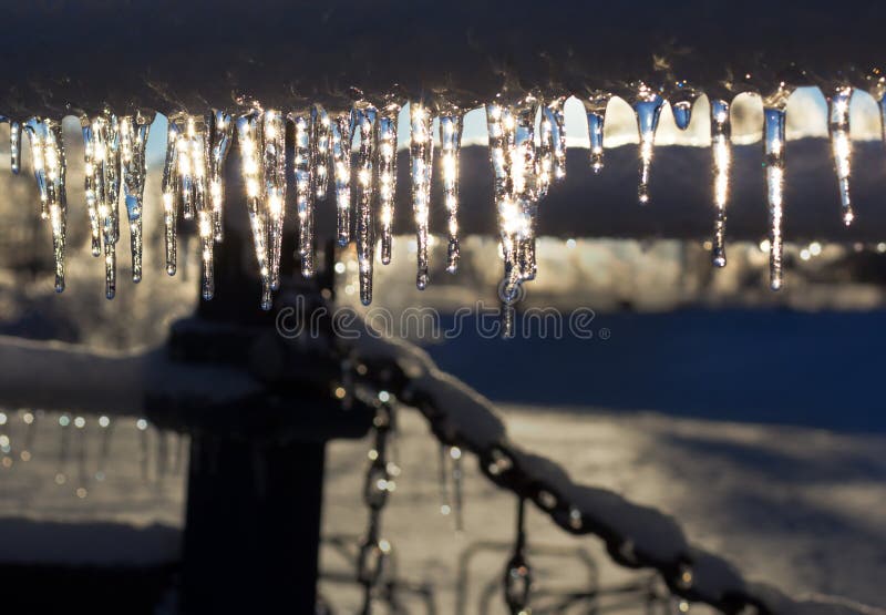 Beautiful Icicles after an Extreme Ice Storm. Stock Photo - Image of ...