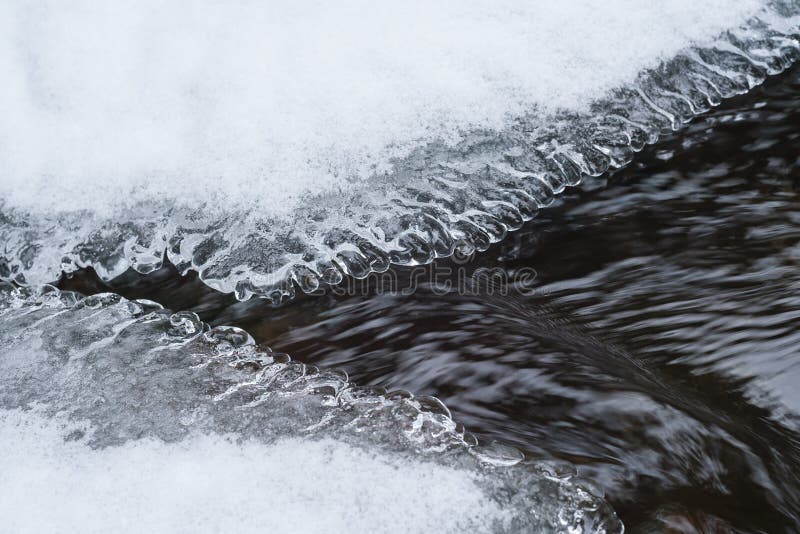 Beautiful Icicles and Snow Near the Creek Stock Image - Image of snowy ...