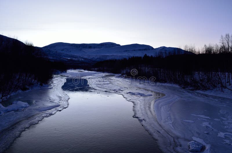 Beautiful icy river stream stock image. Image of snow - 100446683