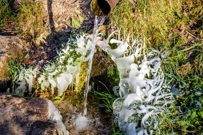 Beautiful Icy Spring in Sunny Day Stock Photo - Image of falling ...