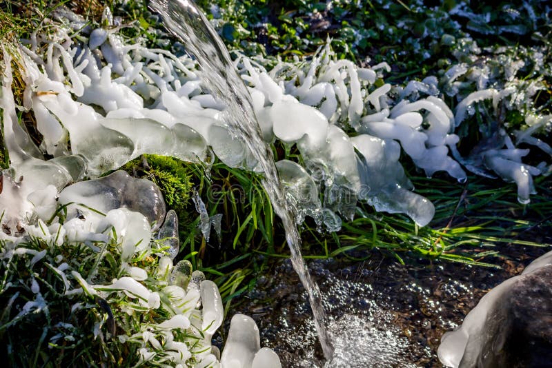 Beautiful Icy Spring in Sunny Day Stock Image - Image of temperature ...