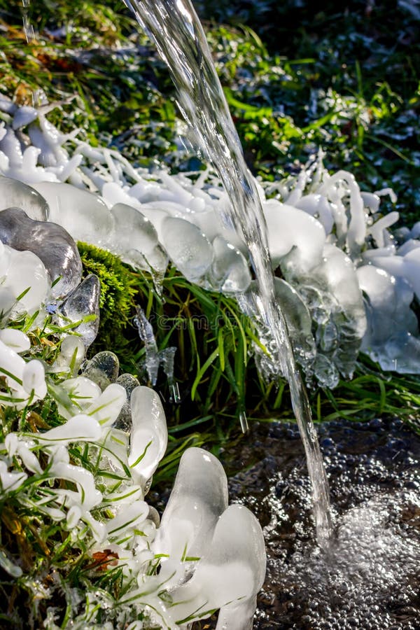 Beautiful Icy Spring in Sunny Day Stock Image - Image of texture ...