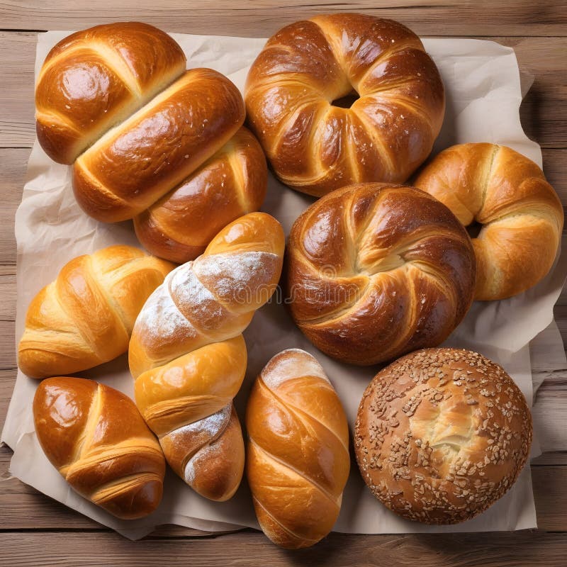 Assorted Bread and Pastries Stock Illustration - Illustration of view ...