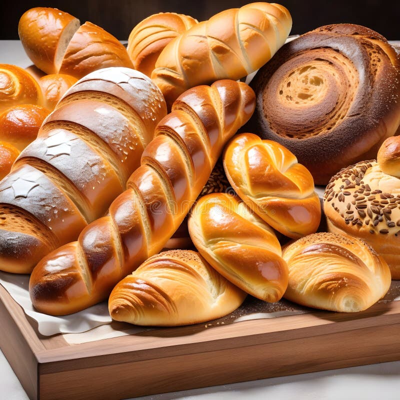 Assorted Bread and Pastries Stock Illustration - Illustration of border ...