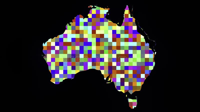 Beautiful Illustration of Australia Map with Colorful Pixel Particles ...