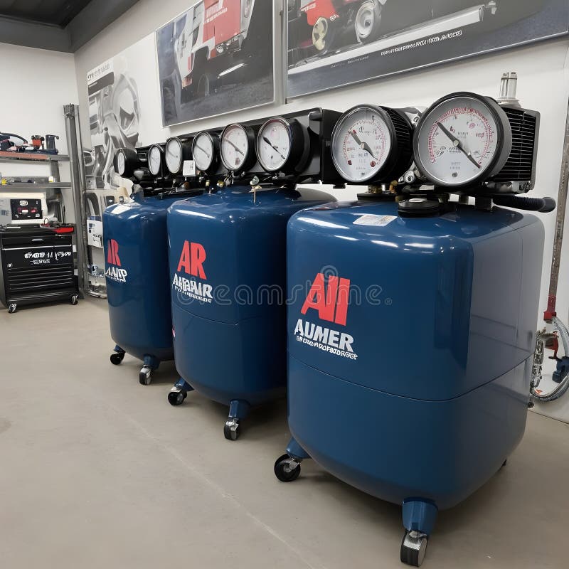 Display Case of Newly Purchased Air Compressors Stock Illustration ...