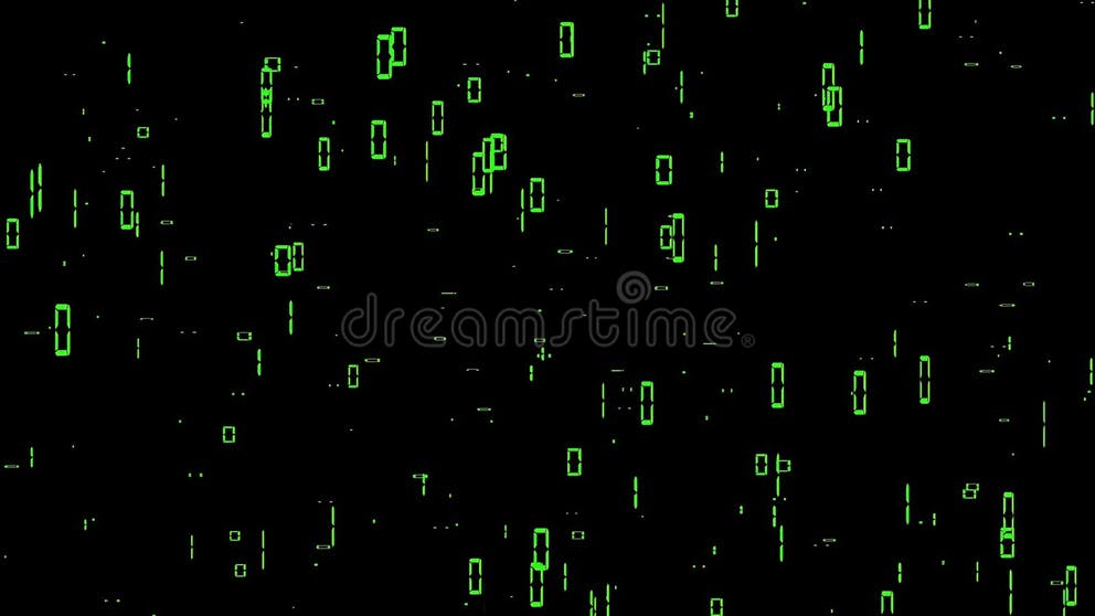 Beautiful Illustration of Green Binary Digits on Plain Black Background ...