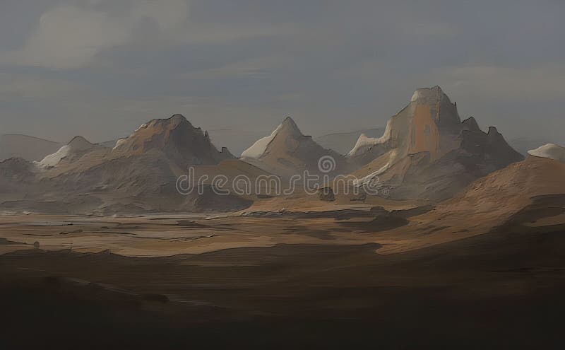 Beautiful Illustration of Hills on a Gloomy Day Stock Photo - Image of ...