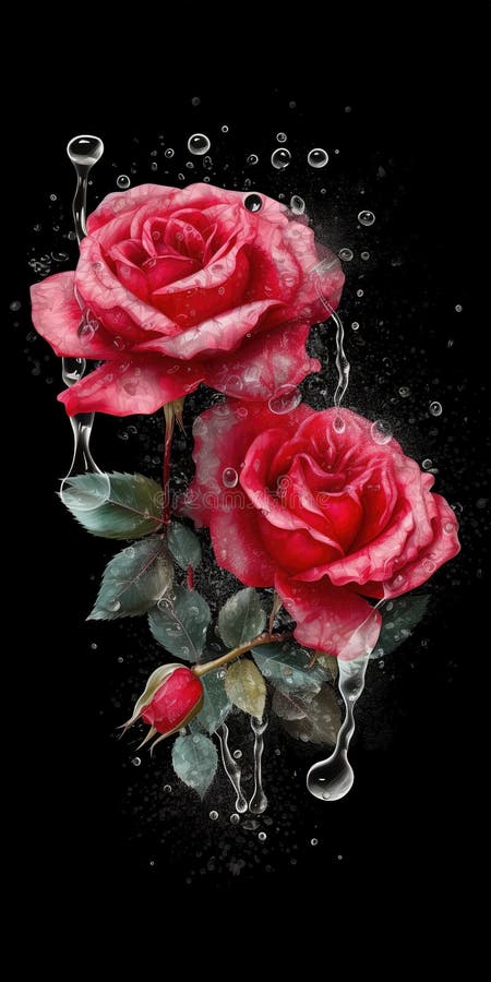 Beautiful Illustration of Roses Mixed with Water, Poster Artwork, Ai ...