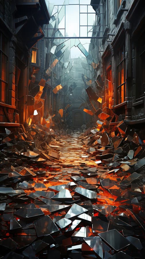 Beautiful Illustration of the Shattered Environment Stock Illustration ...