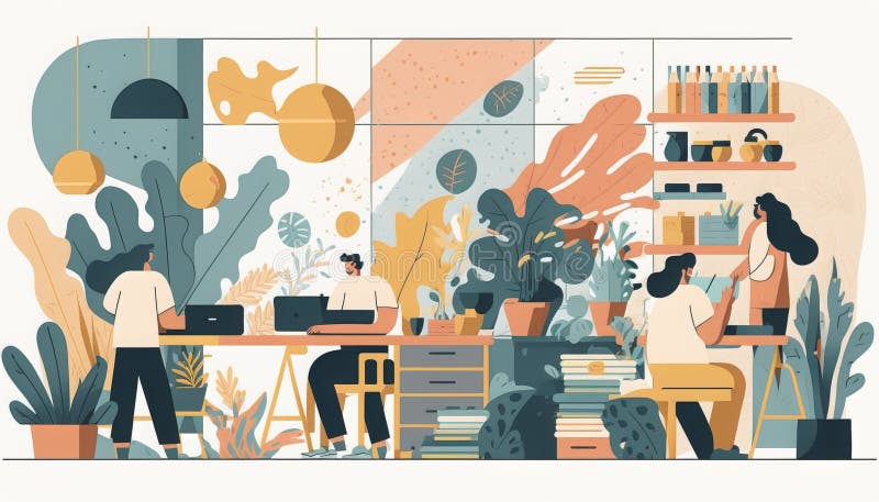 Collaborative Teamwork in Pastel Colors Stock Illustration ...