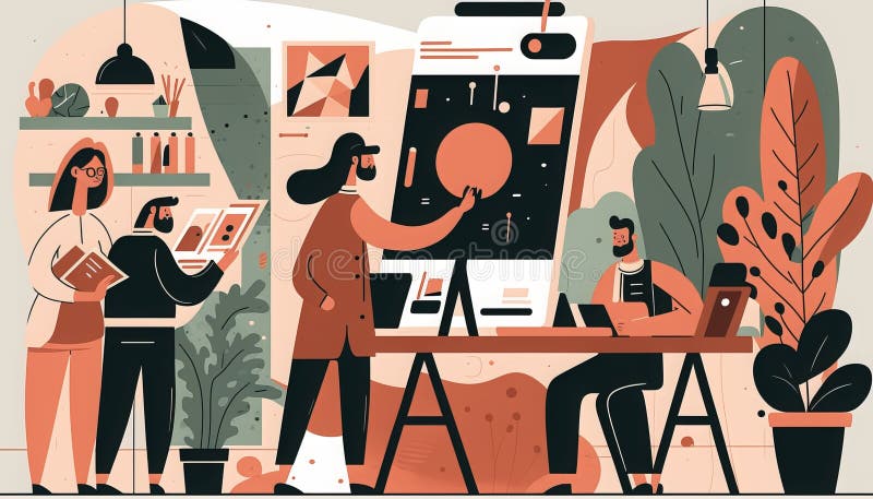 Collaborative Teamwork in Pastel Colors Stock Illustration ...