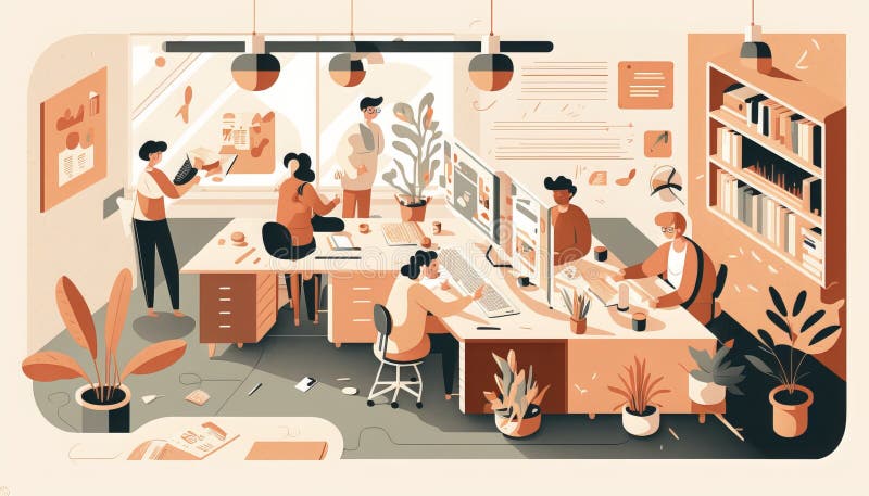 Collaborative Teamwork in Pastel Colors Stock Illustration ...