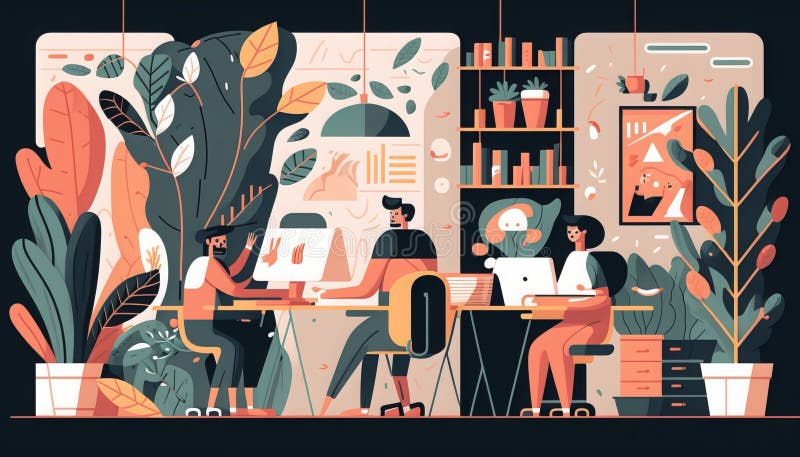 Collaborative Teamwork in Pastel Colors Stock Illustration ...