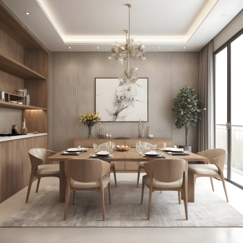 Sketch Design for the Interior Dining Room with 3D Rendering Stock ...